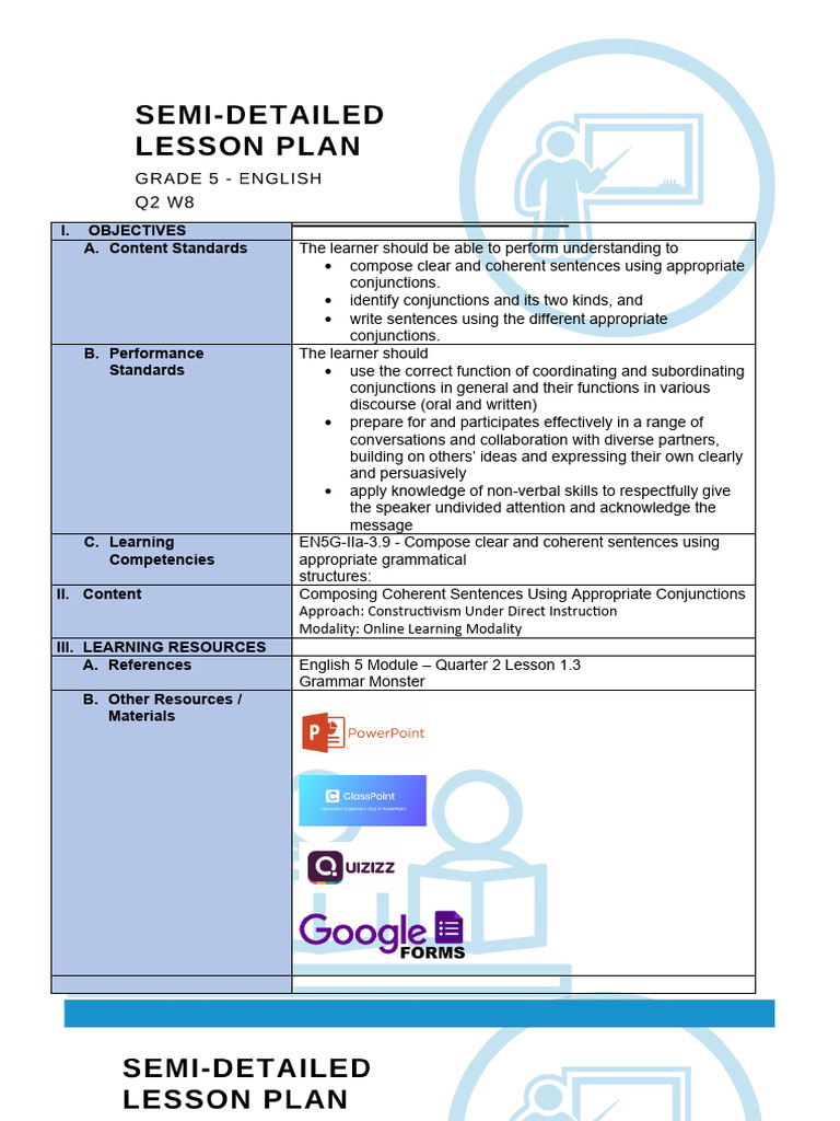 Semi-Detailed LP_English5 | PDF
