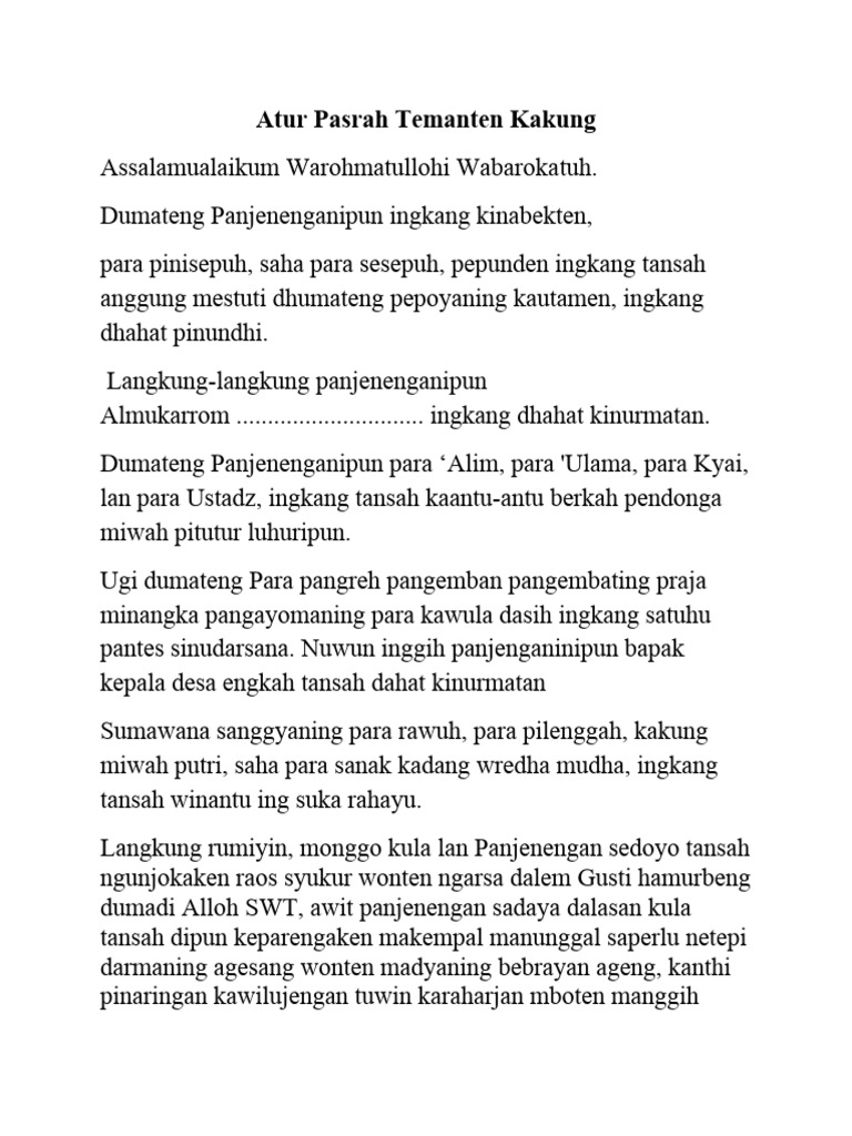 Atur Pasrah Temanten Kakung | PDF