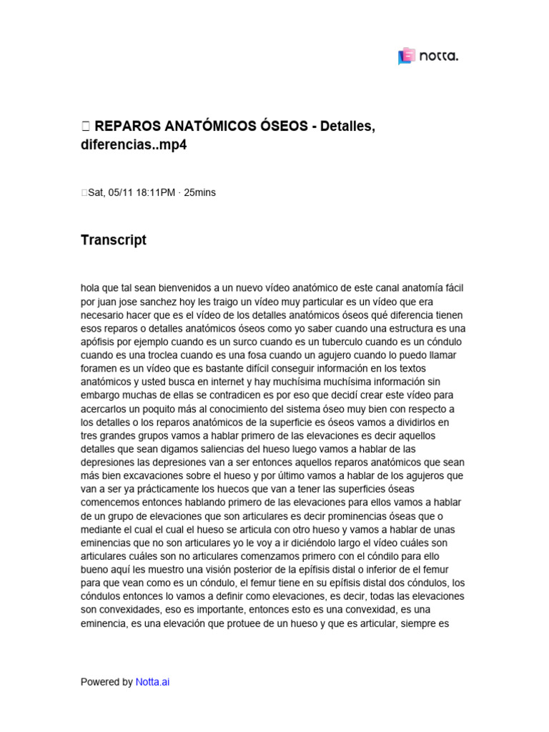 ? REPAROS ANATÓMICOS ÓSEOS - Detalles, Diferencias..mp4 | PDF ...