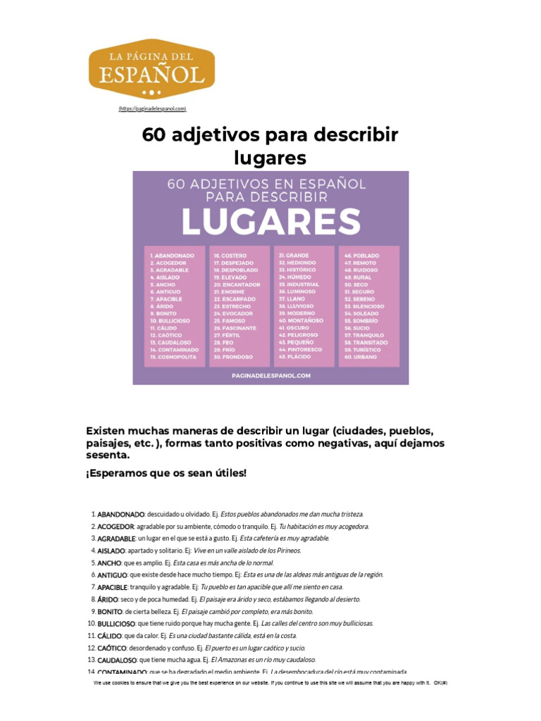 60 Adjetivos para Describir Lugares - La Página Del Español | Descargar ...