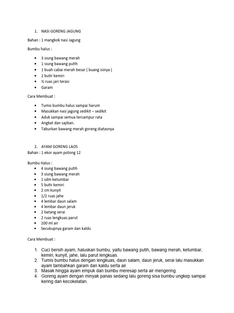 Resep Menu B2sa | PDF