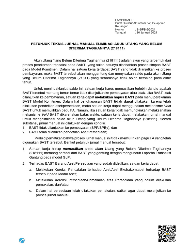 Juknis Jurnal Manual Saldo Akun Utang 218111 | PDF | Pengelolaan ...