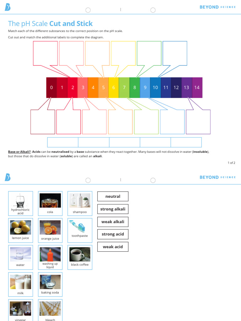 KS3 Chemistry: pH Scale Activity | PDF | Ph | Acid
