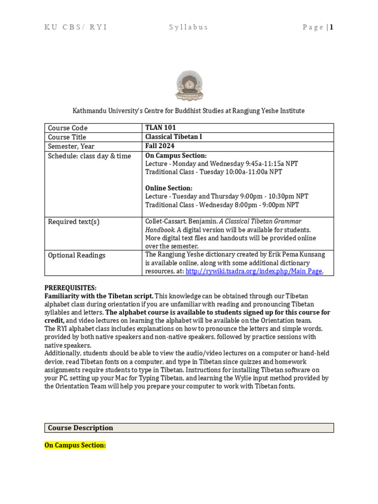 F24 TLAN 101 OC and OL Website | PDF | Lecture | Textbook