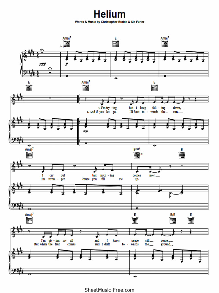 Helium Sheet Music Sia | PDF