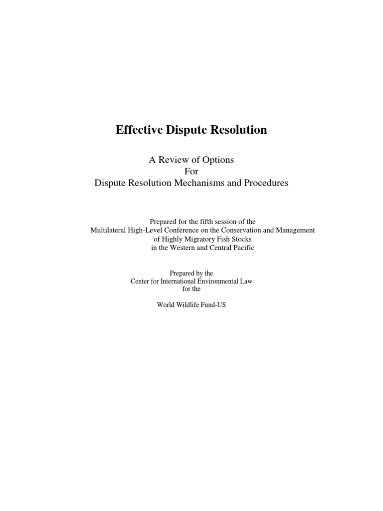 Effective Dispute Resolution: A Review of Options For Dispute ...