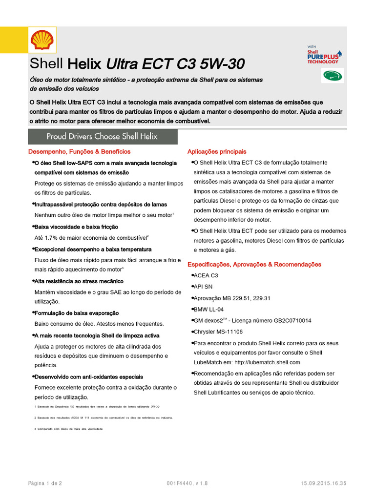 Shell Helix Ultra ECT C3 5W-30: Desempenho, Funções & Benefícios ...
