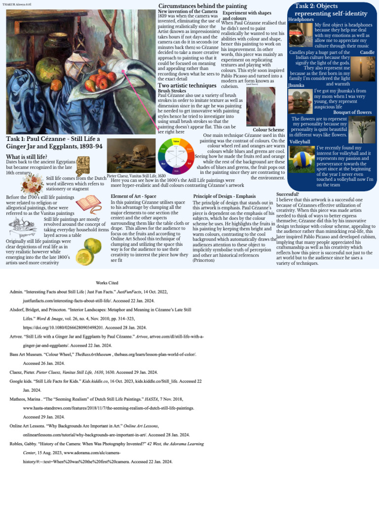 THAKUR Aitreya - Art Crit A 2023-24 | PDF | Still Life | Visual Arts