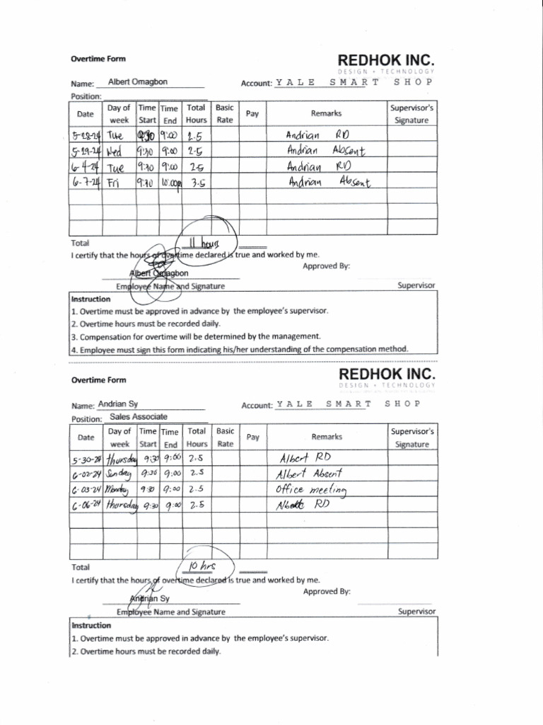 YSS DAVAO OT FORM ( MAY 26 - JUNE 10, 2024) | PDF