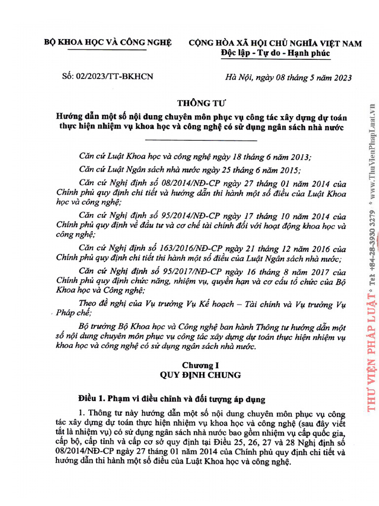 02 - 2023 - TT-BKHCN - NHIỆM VỤ NCKH | PDF