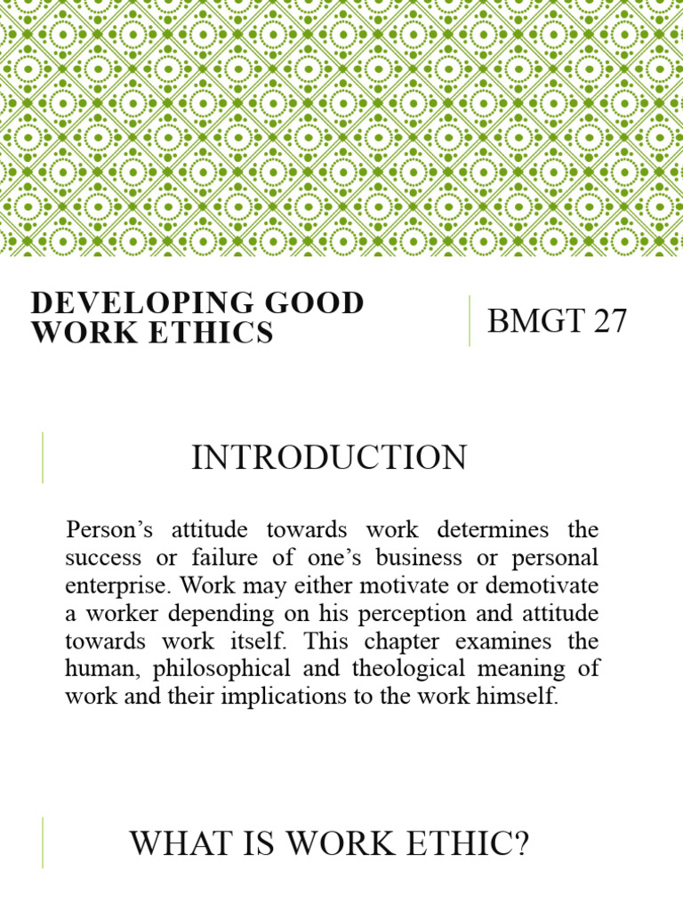 Chapter 7 Developing Good Work Ethics | PDF | Employment | Virtue