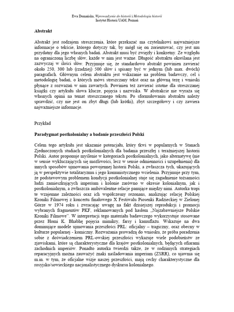 Domanska,_Jak_napisac_abstrakt | PDF