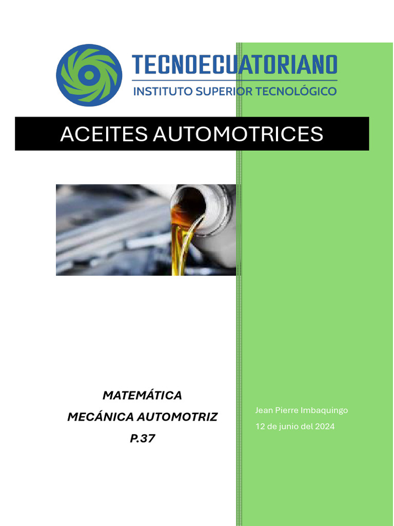 Aceites Automotrices Pdf Lubricante Física Aplicada E