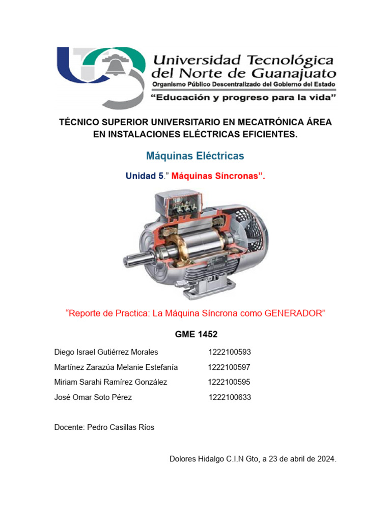 Practicas U5 Máquinas | PDF | Energia electrica | Motores