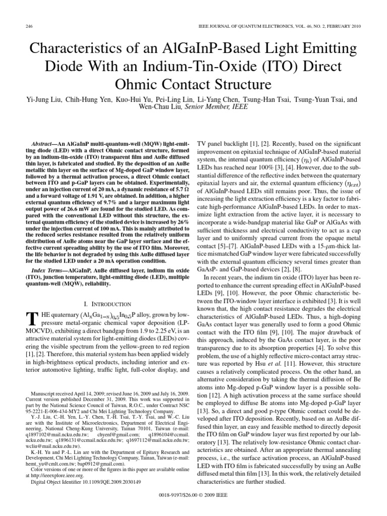 Characteristics of An AlGaInP-Based Light Emitting | PDF | Light ...