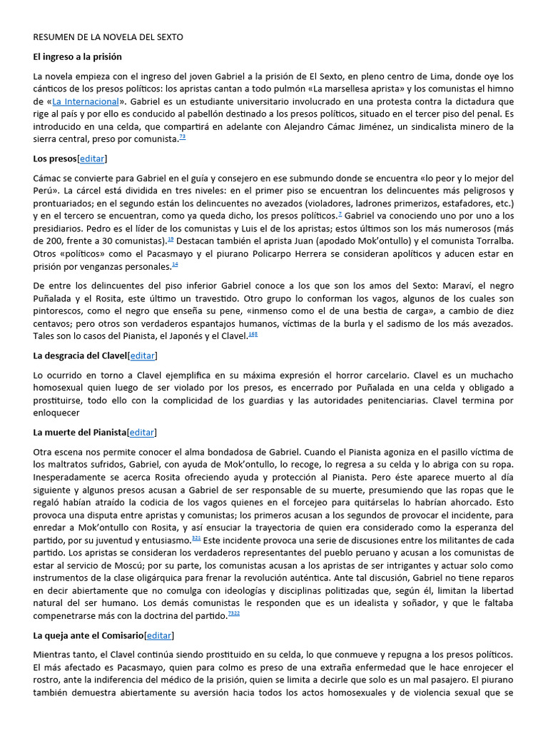 Resumen Del Sexto | PDF | Prisión