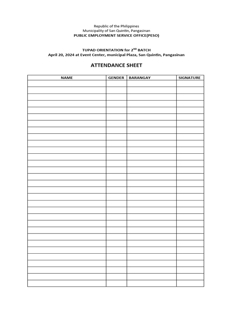 Tupad Attendance | PDF