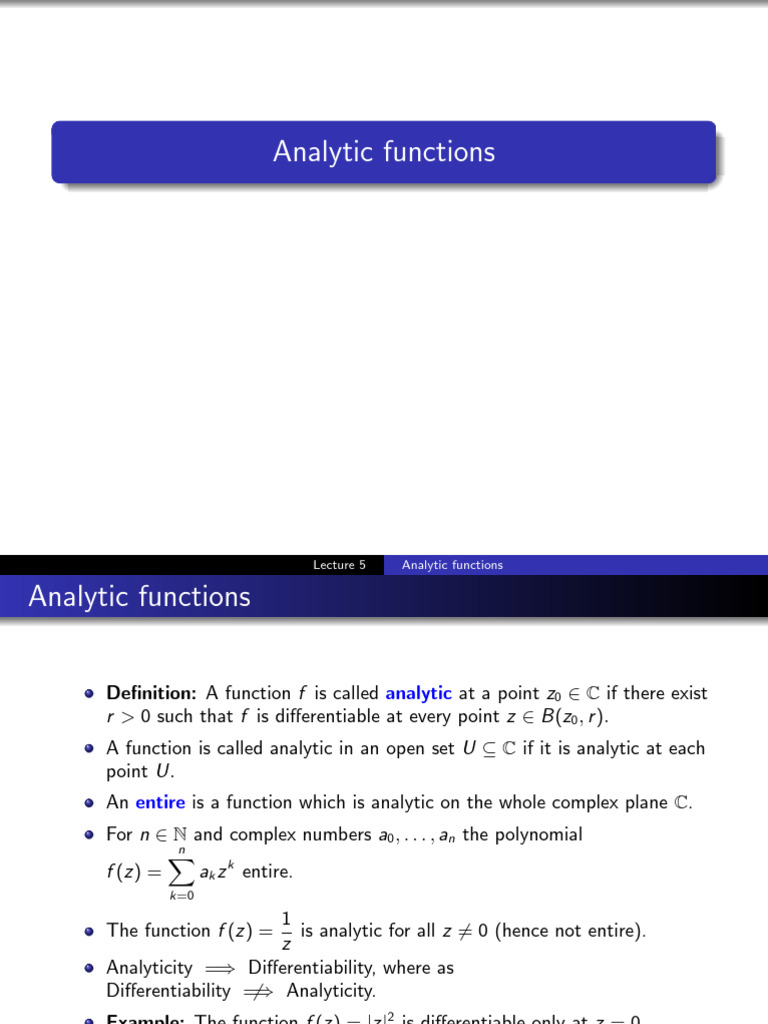 Lecture 5 | PDF | Analytic Function | Function (Mathematics)