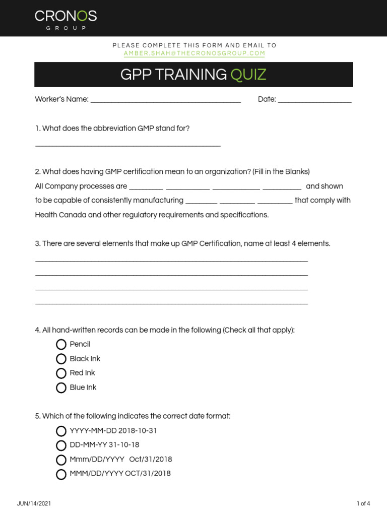 Training Quiz - GPP (Interactive) | PDF | Business