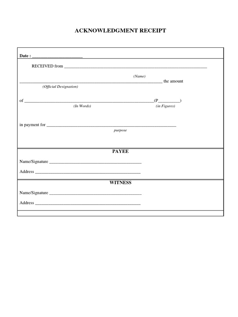 Acknowledgment Receipt Template | PDF