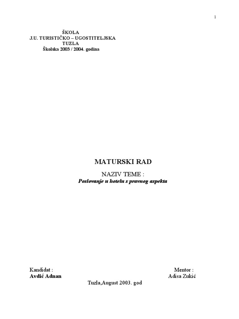 Adnanov Maturski Rad 1 | PDF