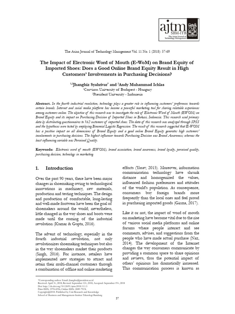 Ewom - Brand Equity - Purchase Intention | PDF | Brand | Coefficient Of ...