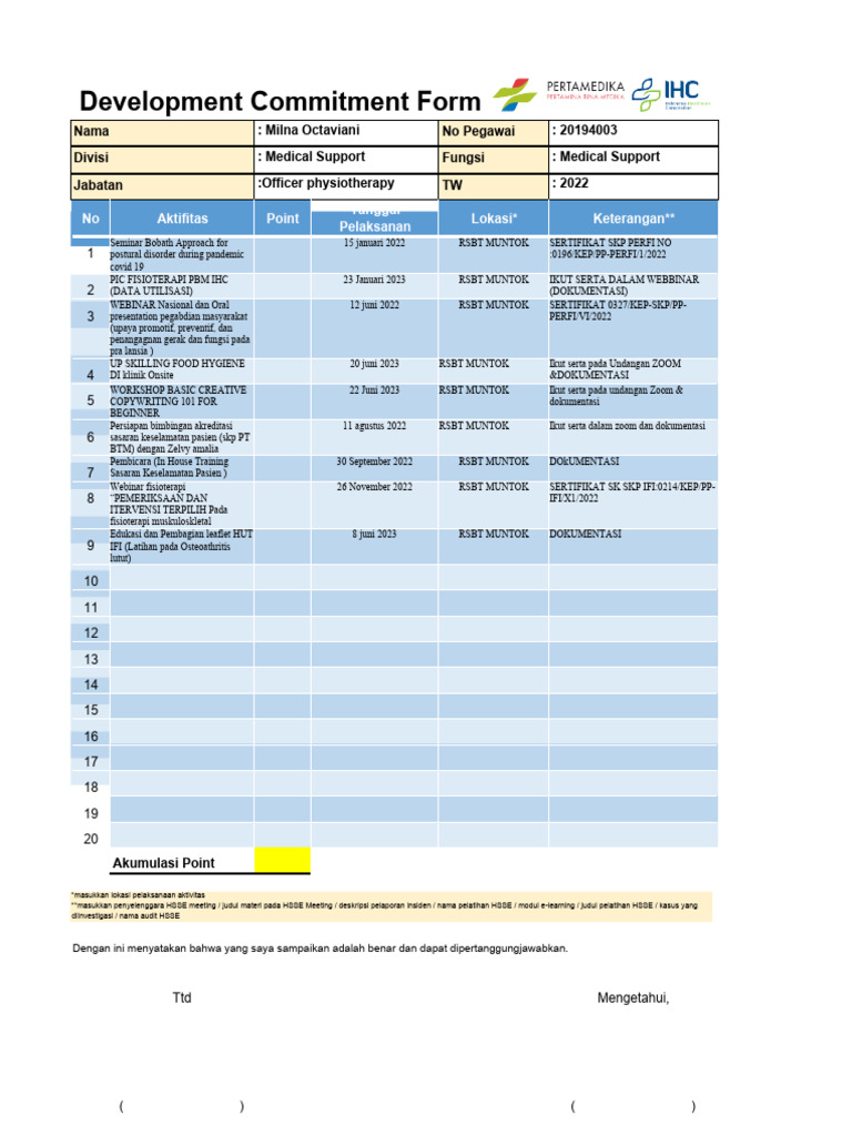 Form Development Commitment | PDF