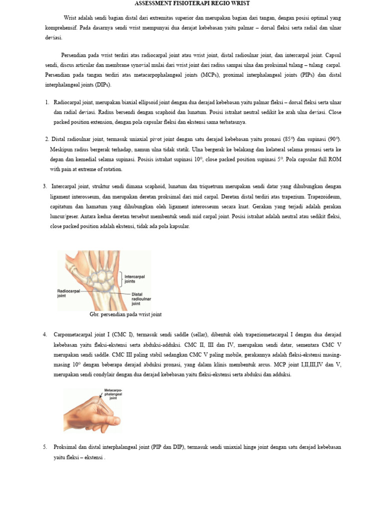 Assessment Fisioterapi Regio Wrist | PDF