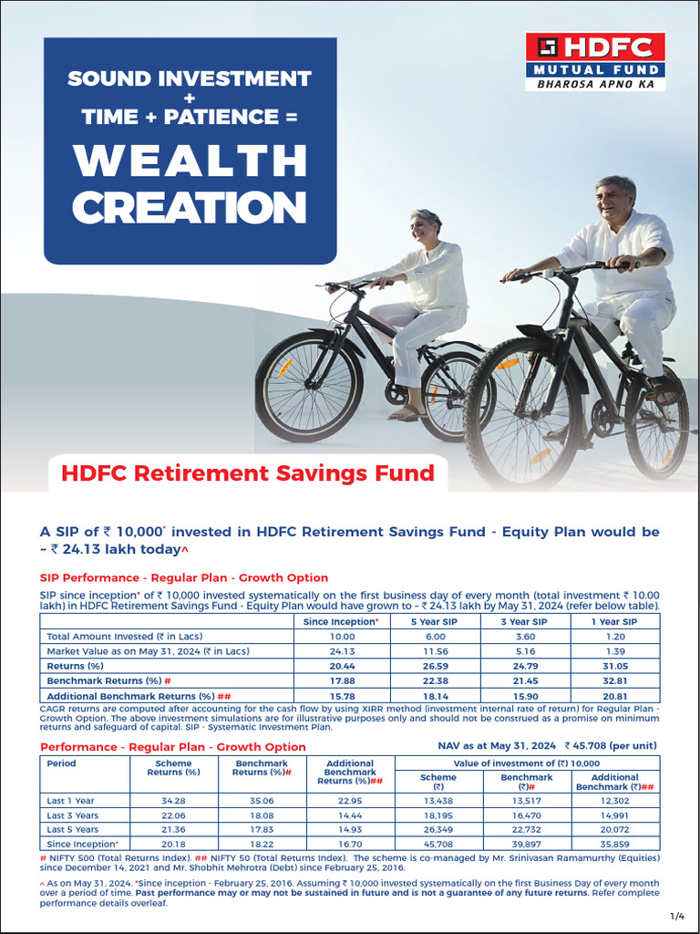HDFC Retirement Savings Fund - Equity Plan Leaflet (As of May 31 2024 ...