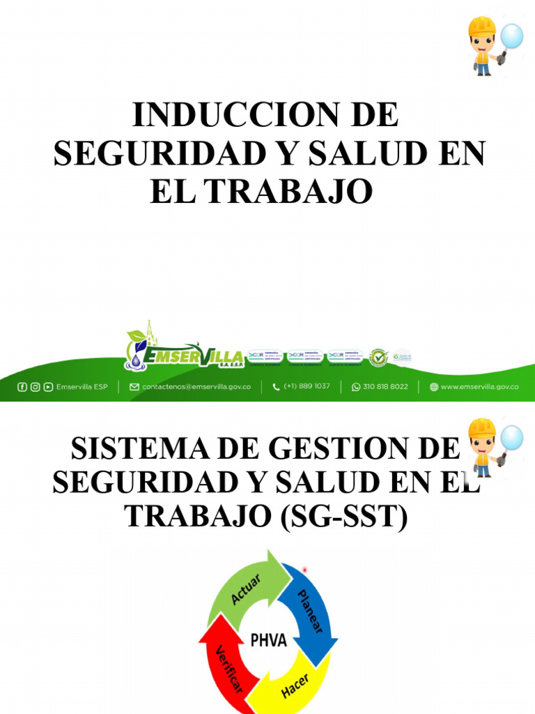 Induccion SG-SST Emservilla | PDF | Riesgo