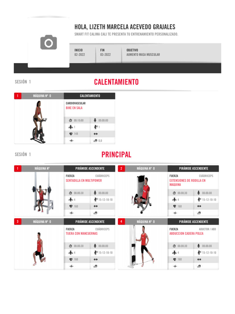 Rutina Entrenamiento | PDF | Entrenamiento con pesas | Ejercicio físico