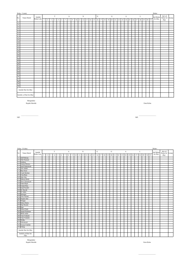 Format Rekap Tabungan Siswa | PDF
