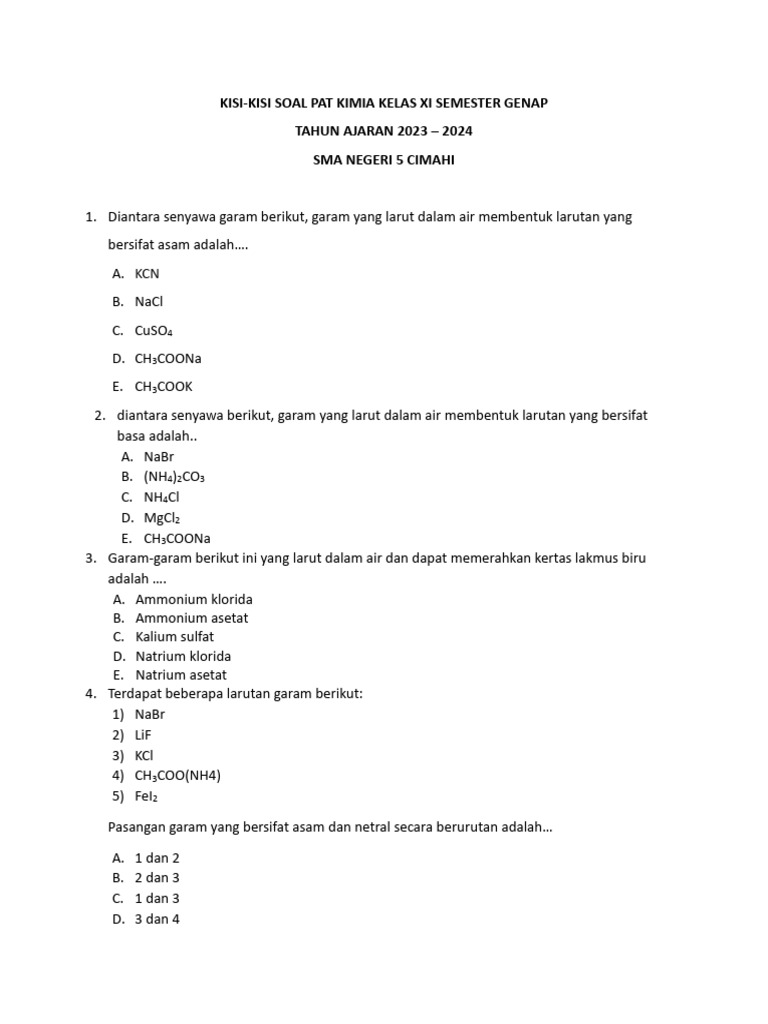 Gabungan - Contoh Soal PAT-2 | PDF