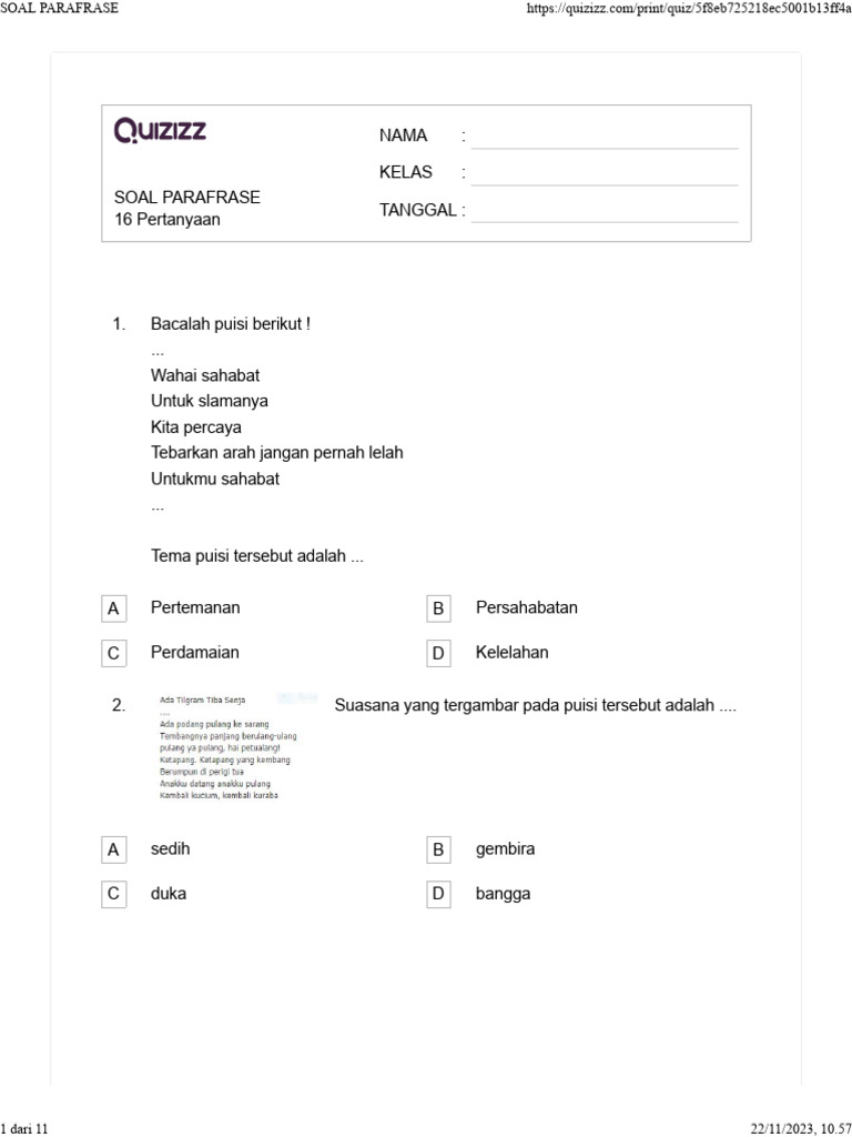 Soal Parafrase | PDF