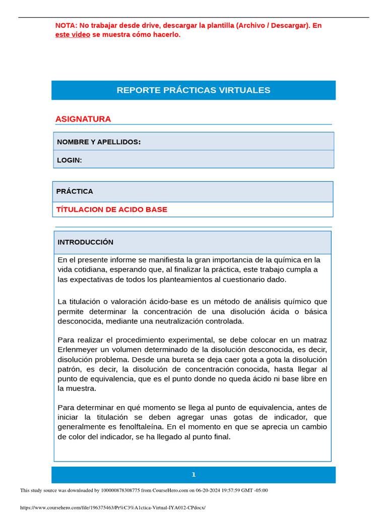 PR Ctica Virtual IYA012 CP | PDF | Valoración | Química
