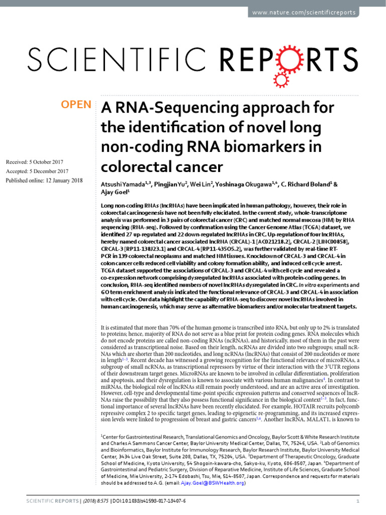 A RNA Sequencing Approach For The Identification of Novel Long ...