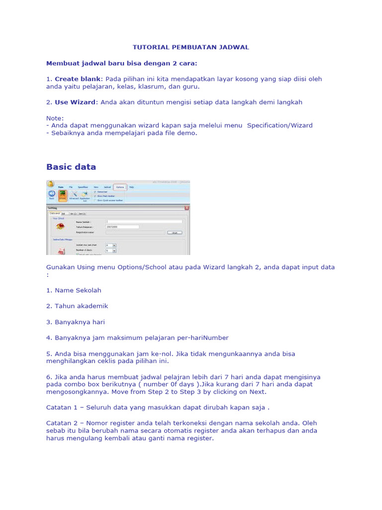 Tutorial Pembuatan Jadwal | PDF