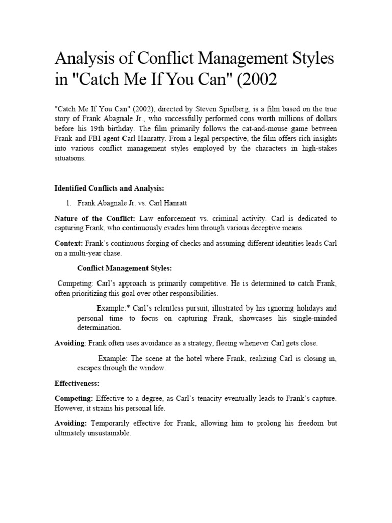 Conflict Management in "Catch Me If You Can" | PDF | Social Psychology