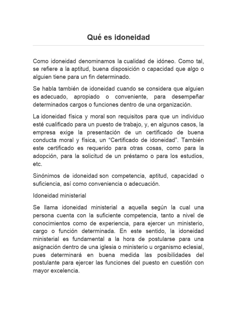 Qué Es Idoneidad | PDF | Adopción | Ciencias del comportamiento