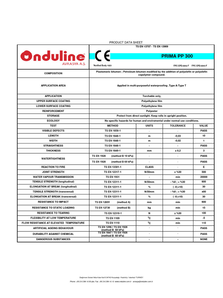 Tds pp300 Bituline | PDF | Polyethylene | Materials