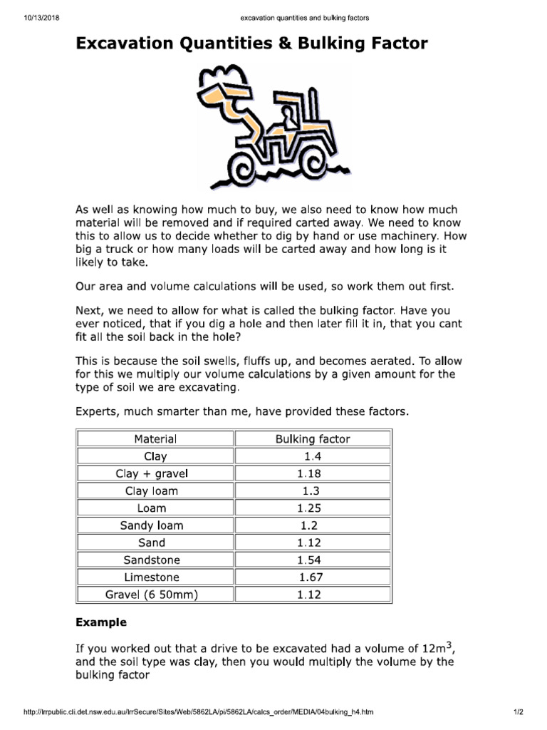 Excavation Quantities and Bulking Factors | PDF