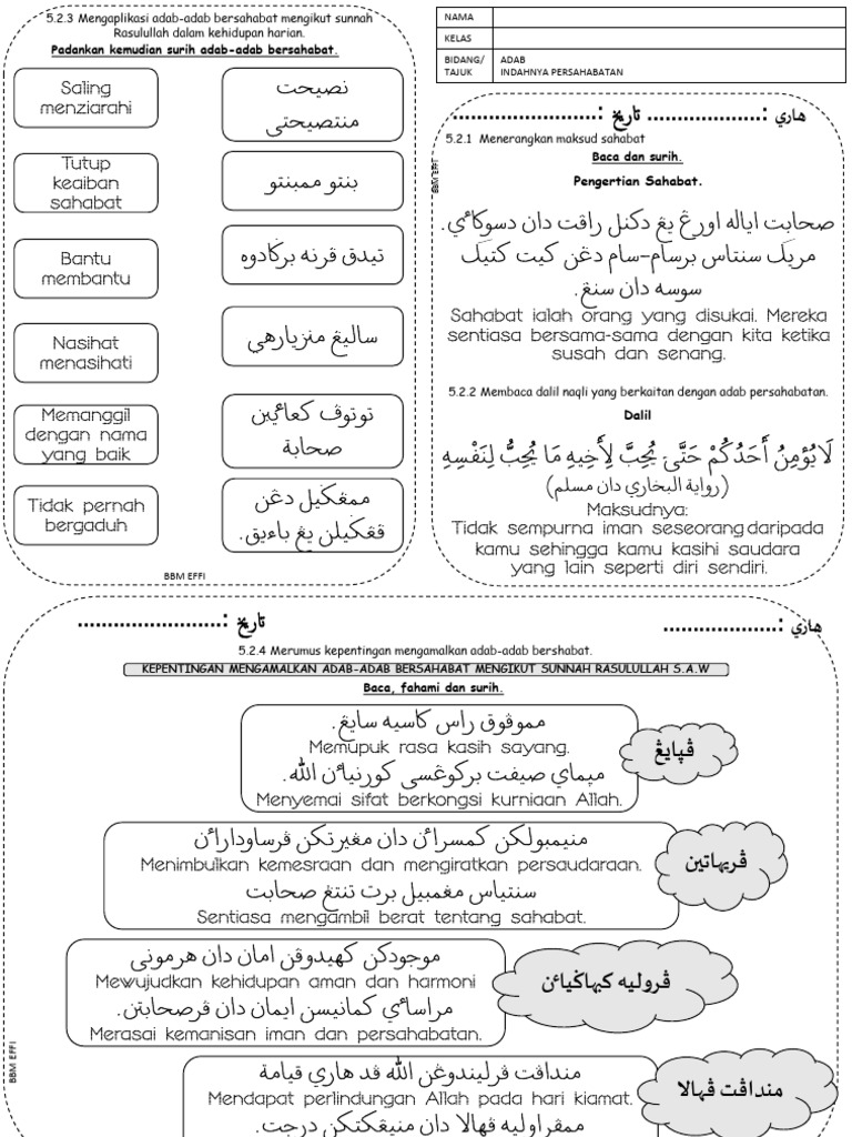 Adab Bersahabat Menurut Sunnah | PDF