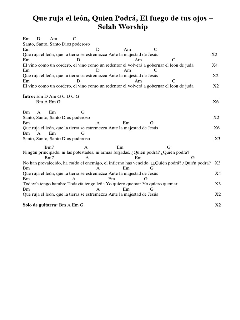 Que Ruja el León: Letra y Acordes | PDF