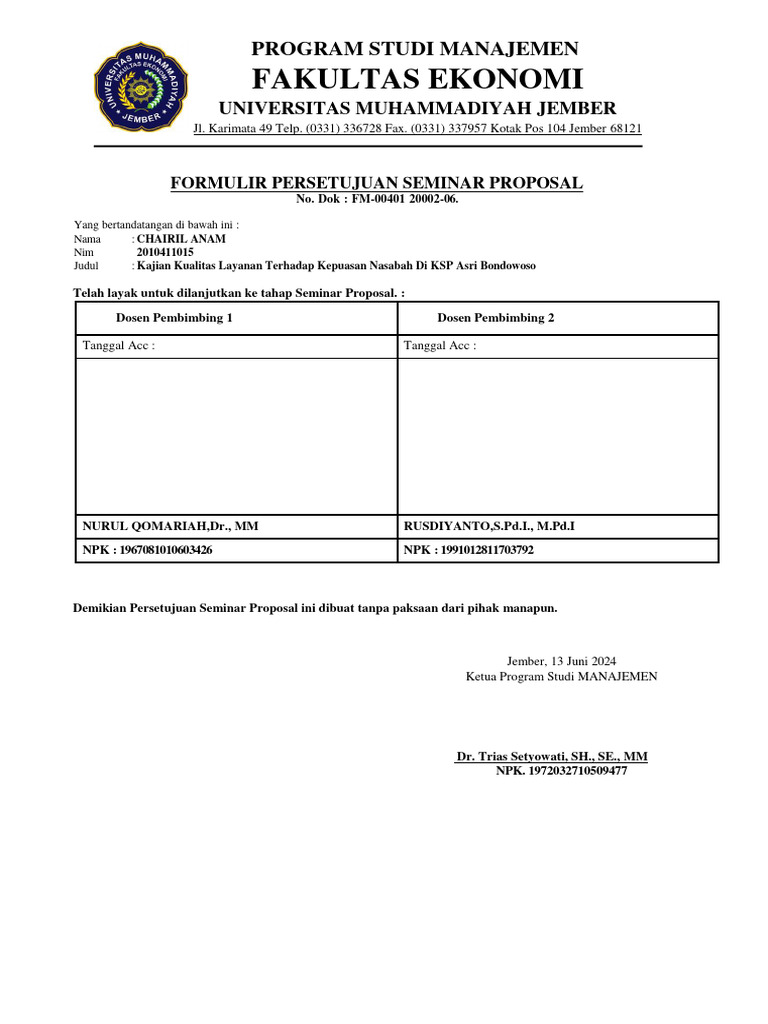 Formulir Sempro | PDF