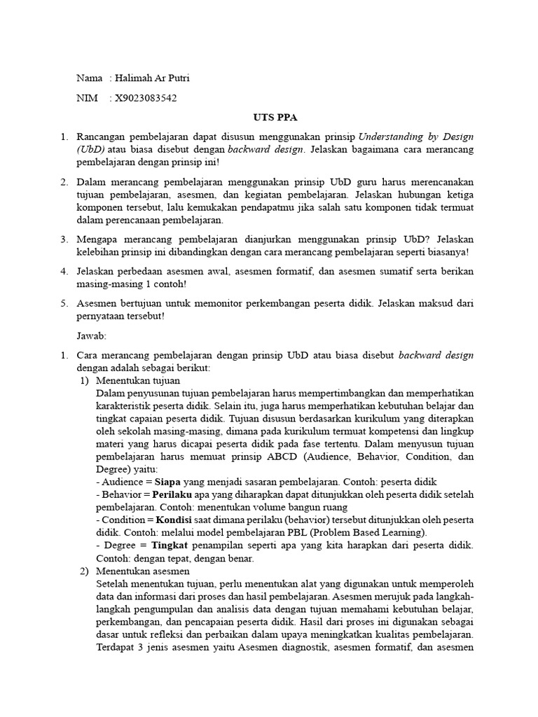 UTS PPA - Halimah AP (X9023083542) | PDF