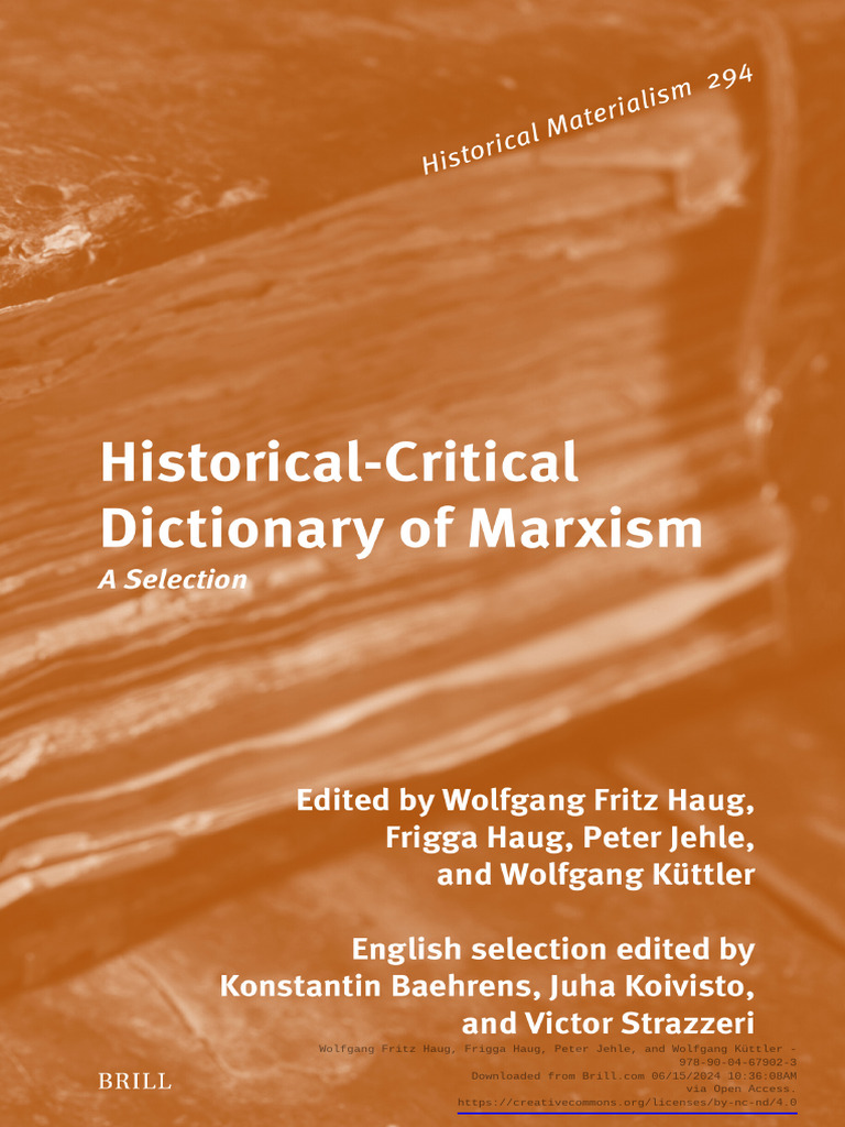 Historical Critical Dictionary of Marxism - A Selection | PDF | Marxism ...