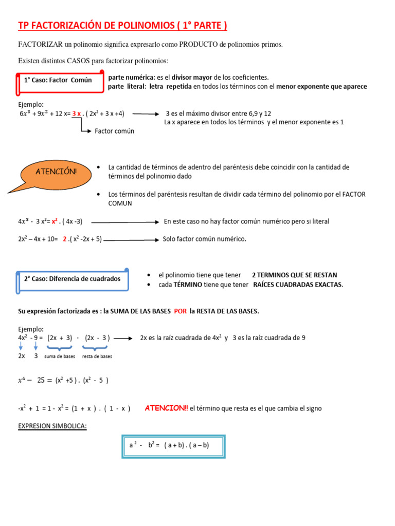 REVISIÓN FACTOREO PARTE 1 | Descargar gratis PDF | Factorización ...