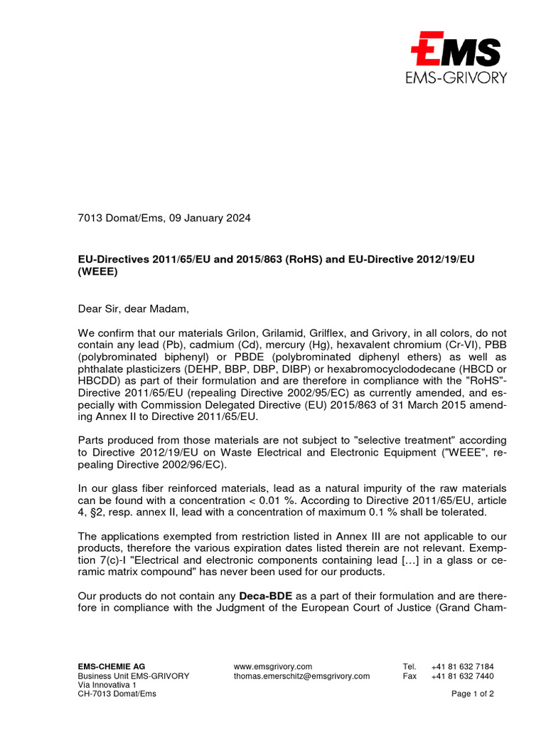 EU Directives 2011-65 - 2015-863 RoHS - 2012-19 WEEE EN-2024 | PDF ...