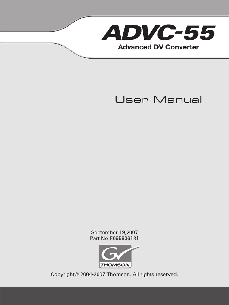 DV Converter Advc 55 User Manual | PDF | Video | Film And Video Technology