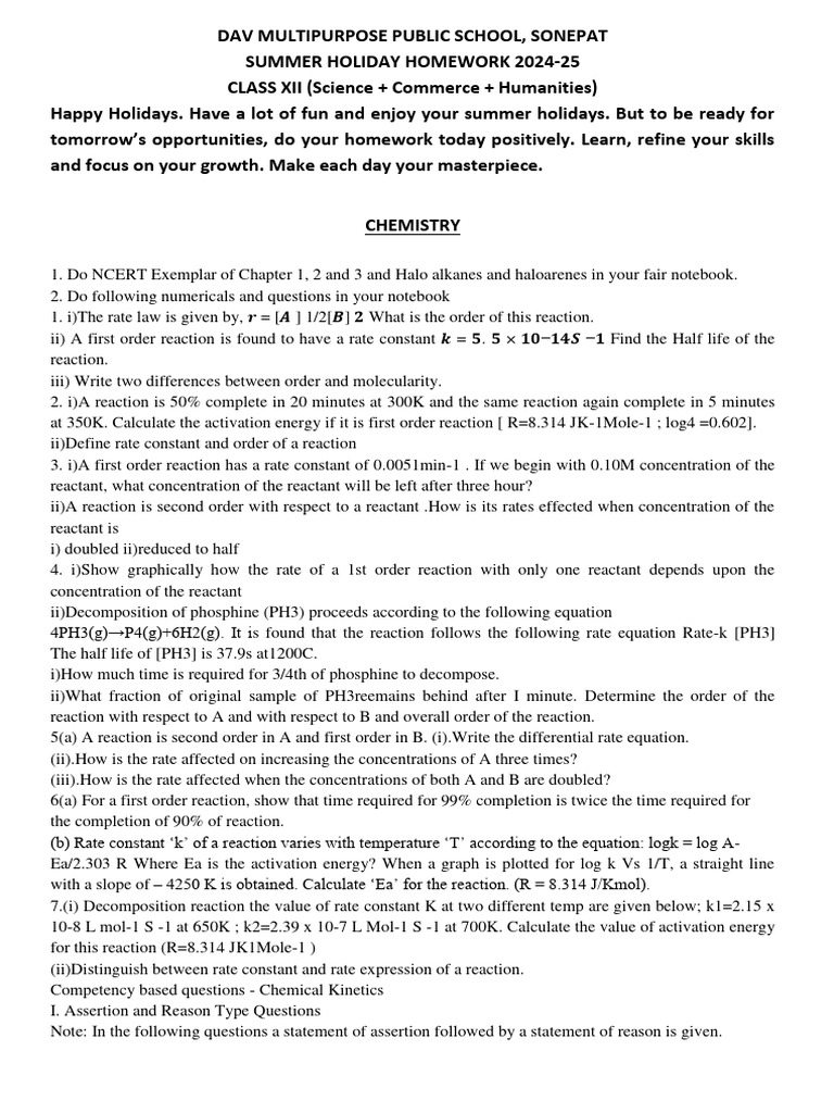HHW 2024 | PDF | Reaction Rate | Capacitor